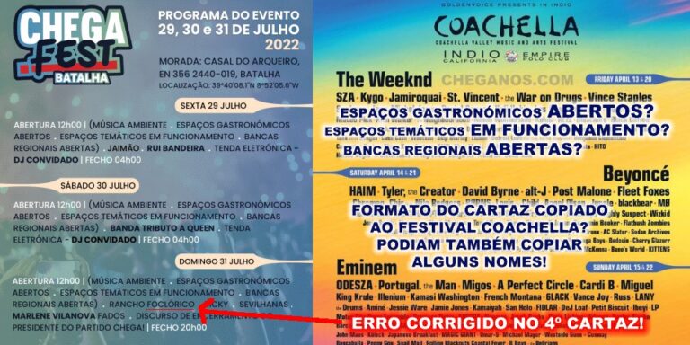 Cartaz do Chega Fest provocou várias reações! Coachella! Foclórico ...