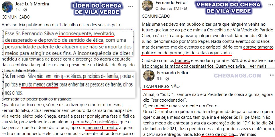 Continuam as acusações entre dirigentes do Chega de Vila Verde: Burlões ...
